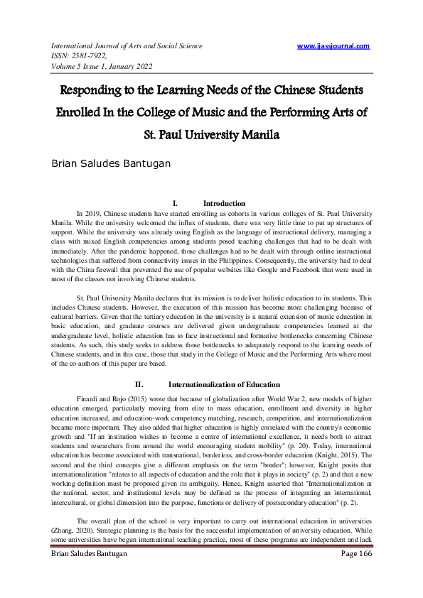 (PDF) Responding to the Learning Needs of the Chinese Students Enrolled ...