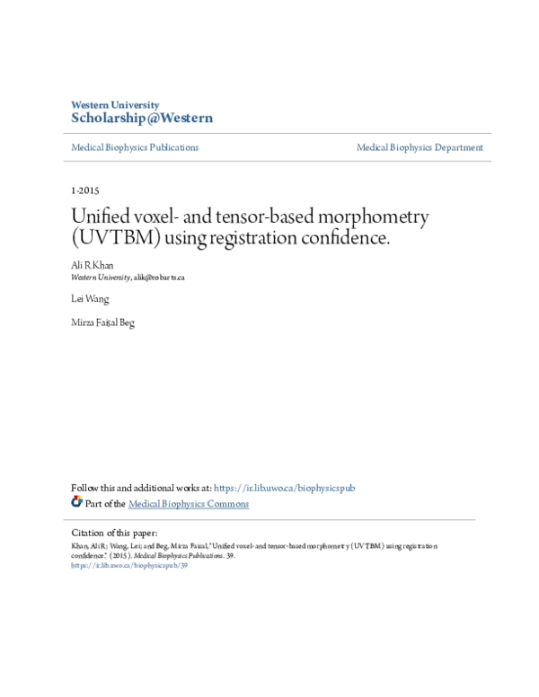 (PDF) Unified voxel- and tensor-based morphometry (UVTBM) using registration confidence | Ali ...