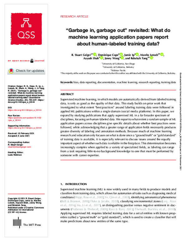 (PDF) “Garbage in, garbage out” revisited: What do machine learning ...