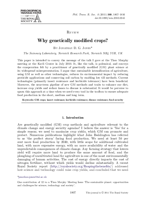 (PDF) Why genetically modified crops?