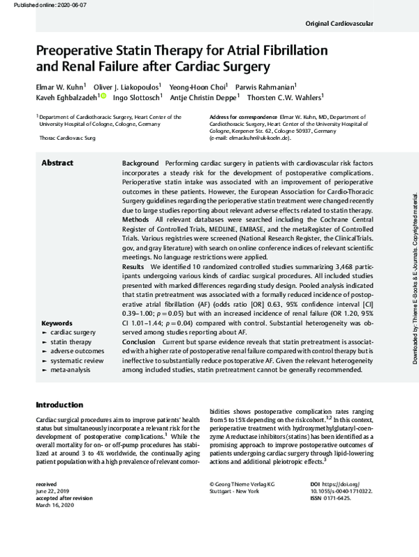 (PDF) Preoperative Statin Therapy for Atrial Fibrillation and Renal ...