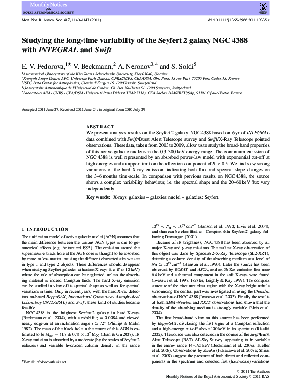 (PDF) Studying the long-time variability of the Seyfert 2 galaxy NGC ...