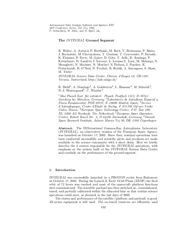 (PDF) The INTEGRAL Ground Segment