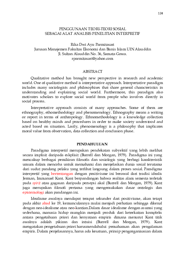 (PDF) Penggunaan Teori-Teori Sosial Sebagai Alat Analisis Penelitian ...