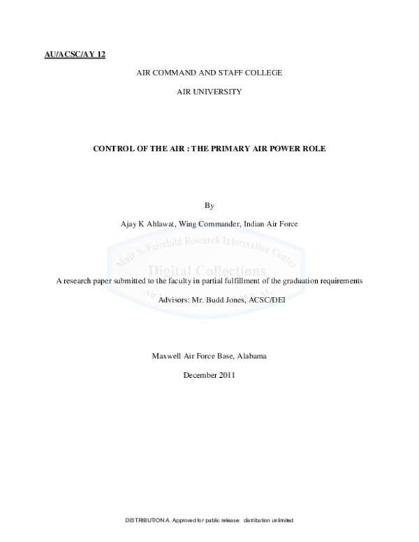 (PDF) Control of the Air: The Primary Air Power Role