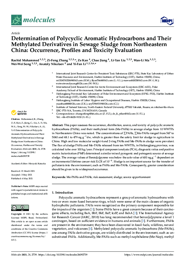 (PDF) Determination of Polycyclic Aromatic Hydrocarbons and Their Methylated Derivatives in ...