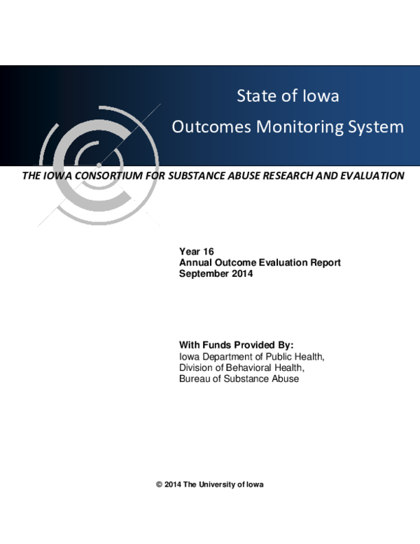 (PDF) State of Iowa Outcomes Monitoring System: Year 16 Annual Outcome Evaluation Report