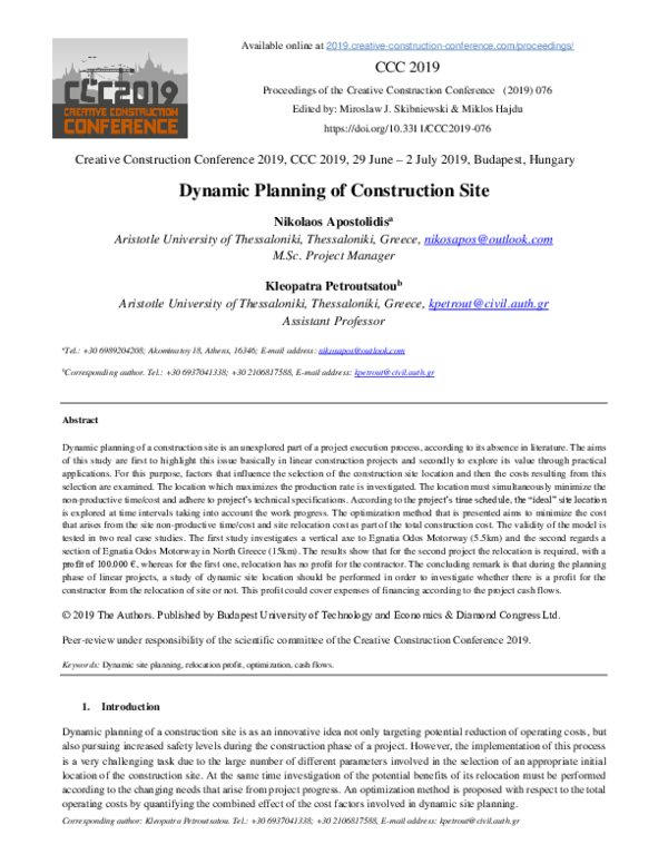(PDF) Dynamic Planning of Construction Site