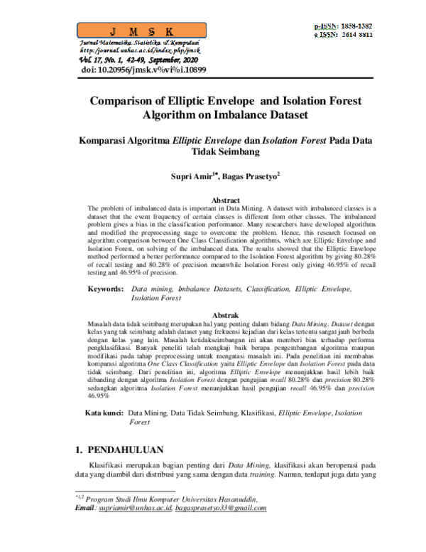 (PDF) Comparison of Elliptic Envelope Method and Isolation Forest ...