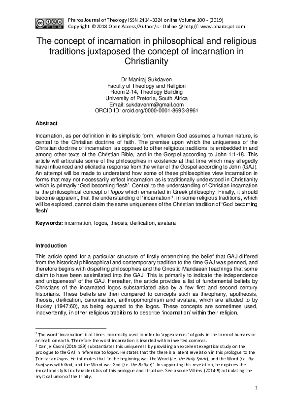(PDF) The concept of incarnation in philosophical and religious ...
