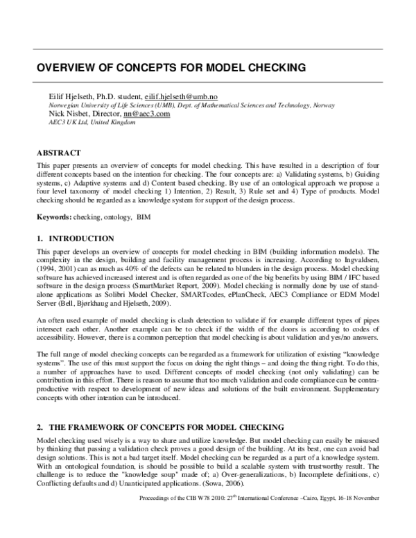 (PDF) Overview of concepts for model checking