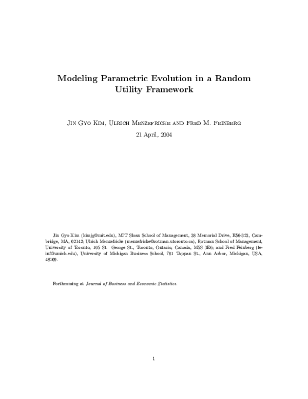 (PDF) Modeling Parametric Evolution in a Random Utility Framework