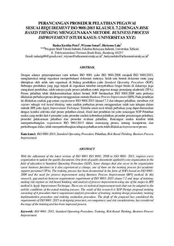 (PDF) Perancangan Prosedur Pelatihan Pegawai Sesuai Requirement Iso ...