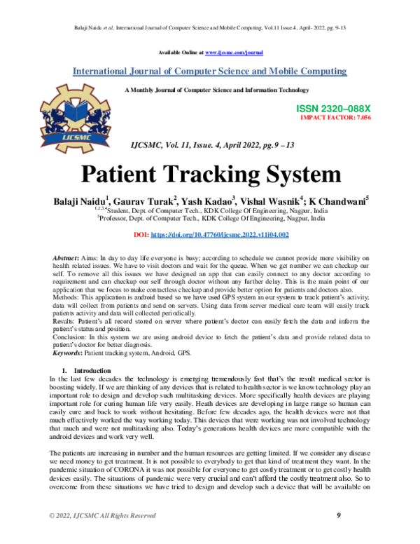 (PDF) Patient Tracking System