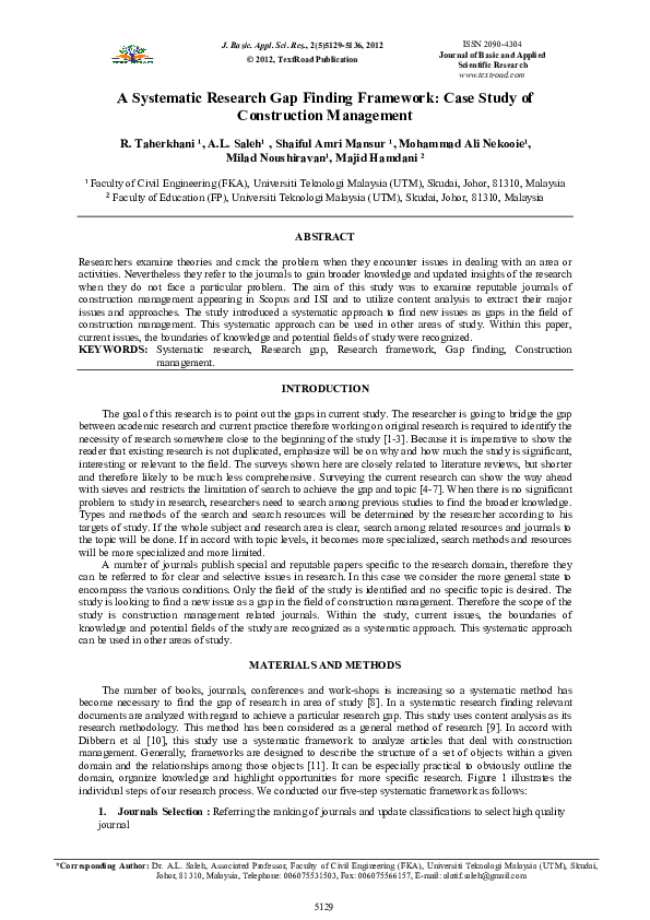 (PDF) A systematic research gap finding framework: case study of ...