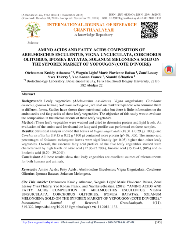 (PDF) Amino Acids and Fatty Acids Composition of Abelmoschus Esculentus ...