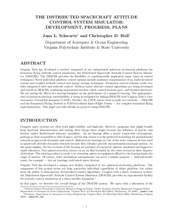 Pdf The Distributed Spacecraft Attitude Control System Simulator