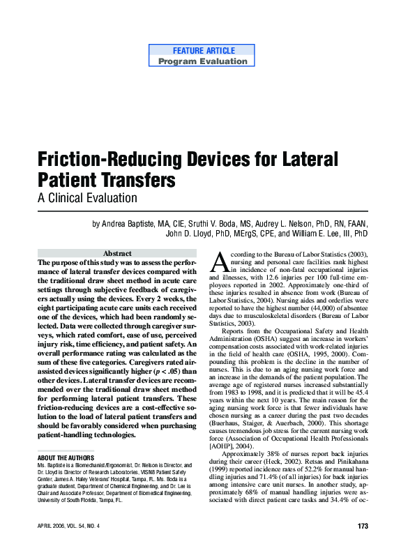 (PDF) Friction-Reducing Devices for Lateral Patient Transfers: A ...
