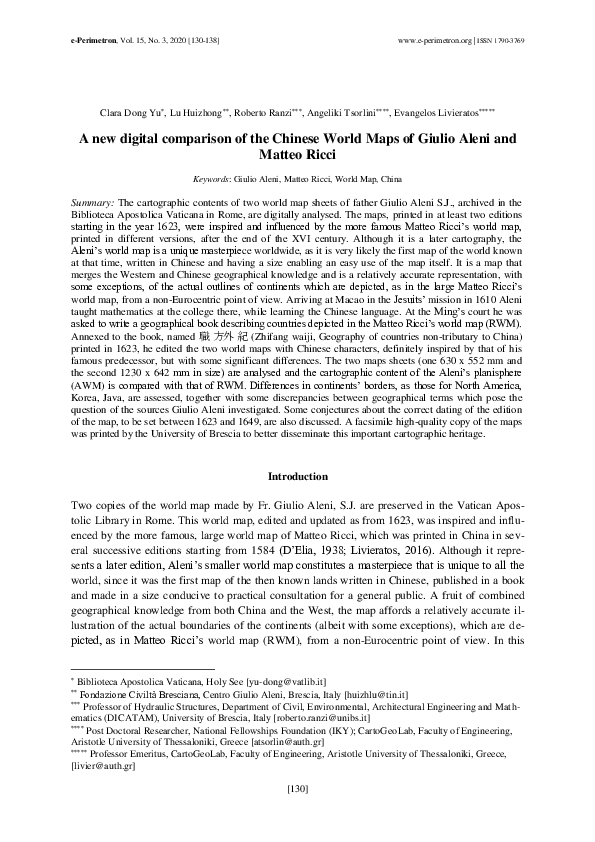 (PDF) A new digital comparison of the Chinese World Maps of Giulio ...