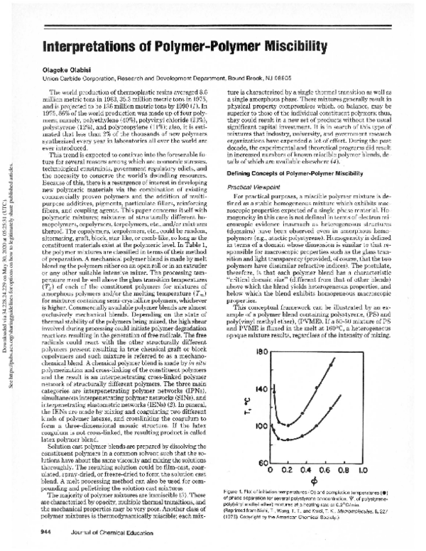 (PDF) Interpretations of polymer-polymer miscibility