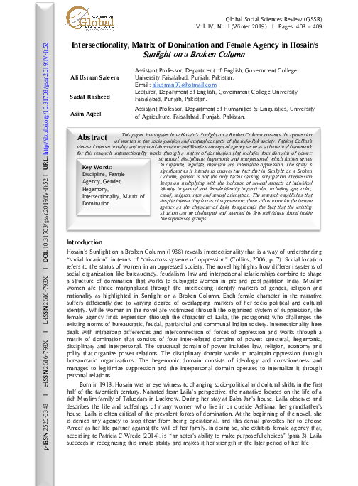 (PDF) Intersectionality, Matrix of Domination and Female Agency in ...