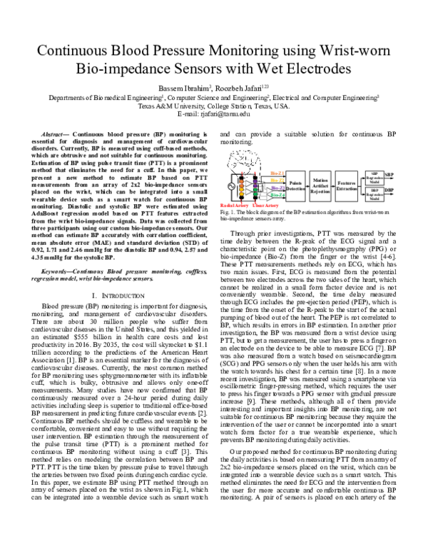 (PDF) Continuous Blood Pressure Monitoring using Wrist-worn Bio ...