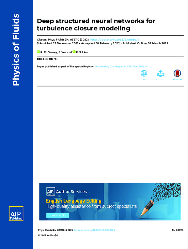 (PDF) Deep structured neural networks for turbulence closure modeling