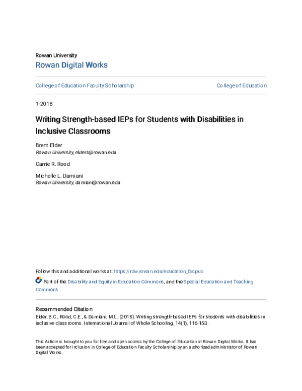 (PDF) Writing Strength-Based IEPs for Students with Disabilities in ...