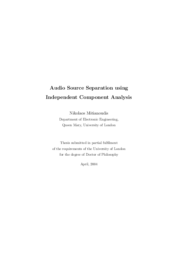 (PDF) Audio Source Separation using Independent Component Analysis