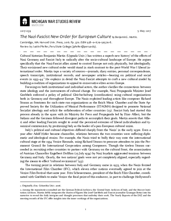 (PDF) The Nazi-Fascist New Order for European Culture