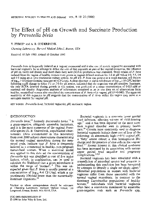(PDF) The Effect of pH on Growth and Succinate Production by Prevotella ...