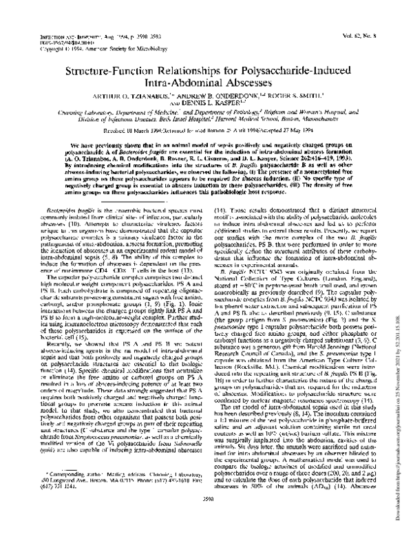 (PDF) Structure-function relationships for polysaccharide-induced intra-abdominal abscesses