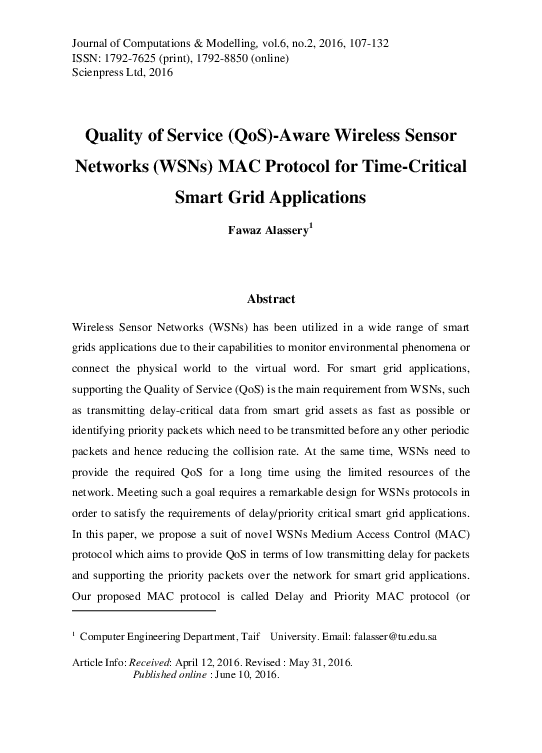 Pdf Quality Of Service Qos Aware Wireless Sensor Networks Wsns Mac Protocol For Time