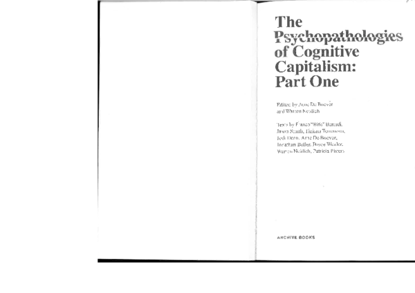 (PDF) The Psychopathologies of Cognitive Capitalism: Part One