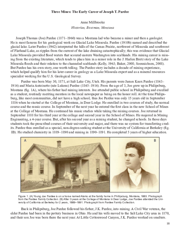 (PDF) Joseph T. Pardee: Mining and Geology Legacy