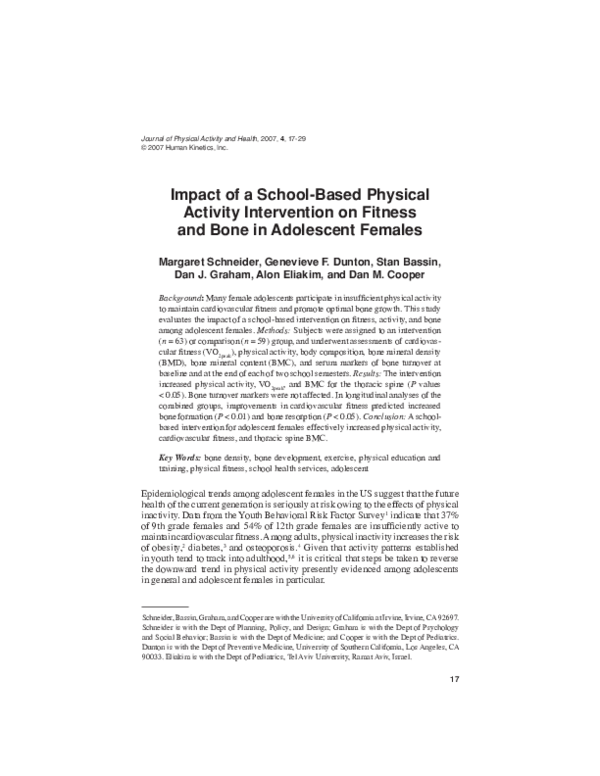 (PDF) Impact of a School-Based Physical Activity Intervention on ...