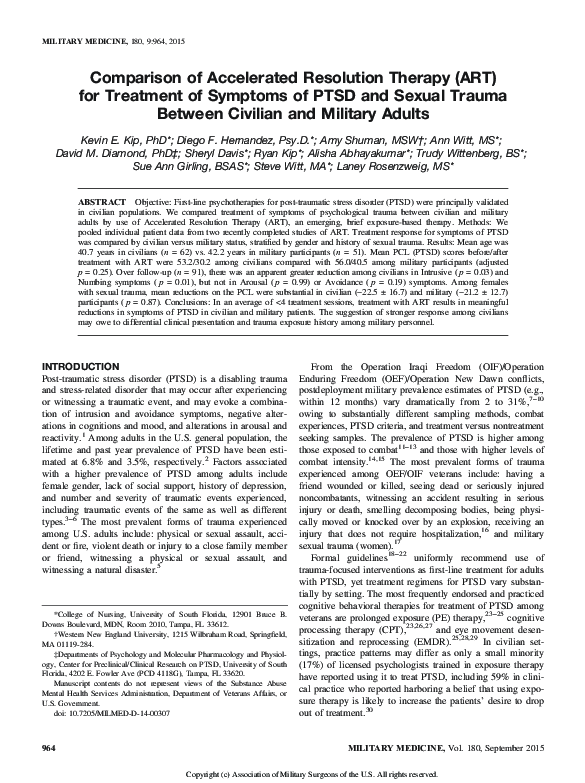 (PDF) Comparison of Accelerated Resolution Therapy (ART) for Treatment ...
