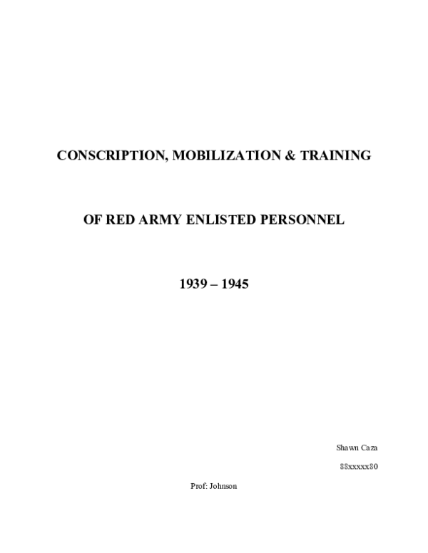 (PDF) Conscription, Mobilization and Training of Red Army Enlisted ...
