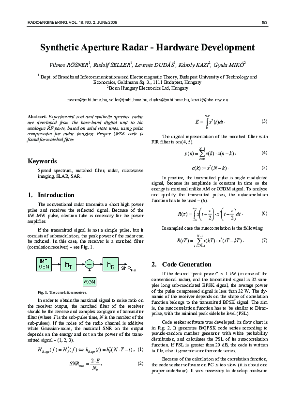 (PDF) Synthetic Aperture Radar - Hardware Development