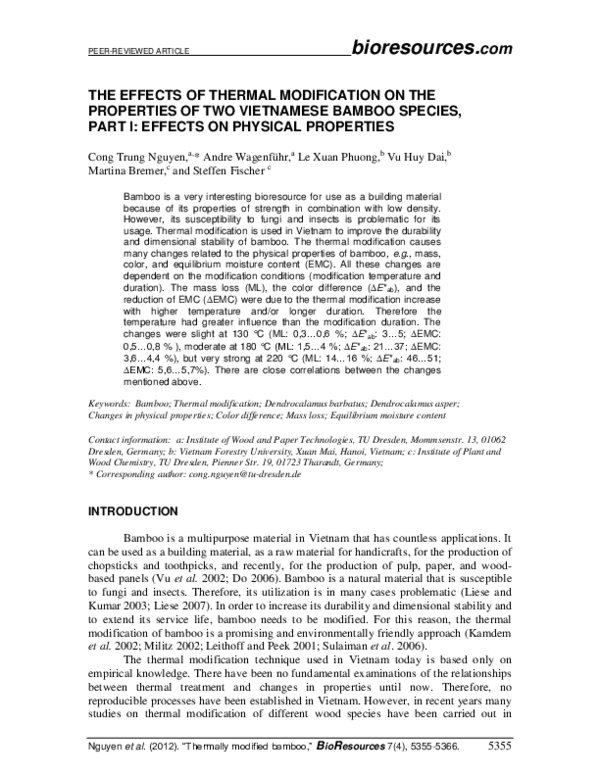 (PDF) The Effects of Thermal Modification on the Properties of Two ...