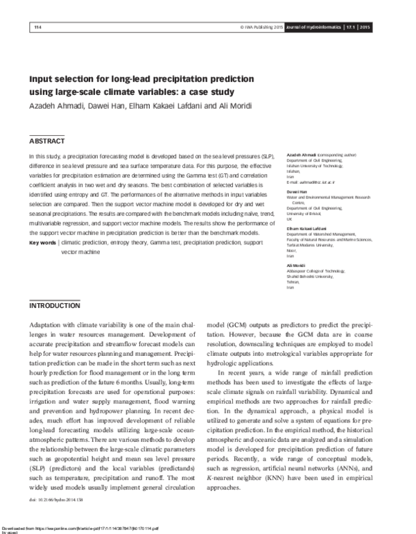 (PDF) Input selection for long-lead precipitation prediction using ...