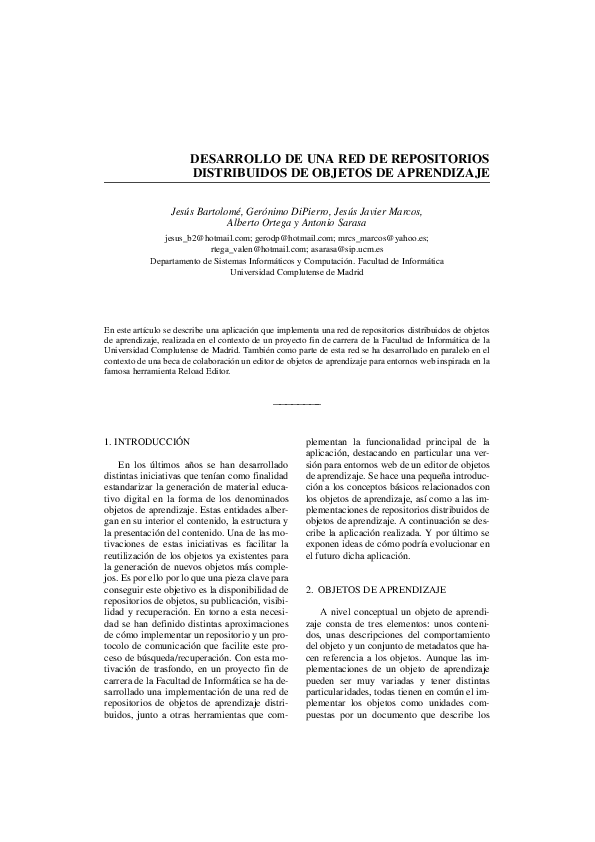 (PDF) Desarrollo de una red de repositorios distribuidos de objetos de aprendizaje
