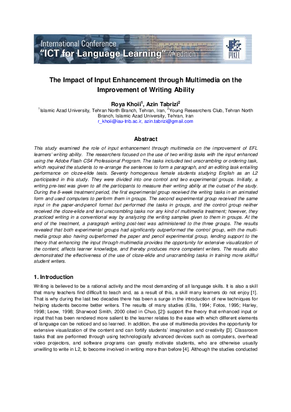 (PDF) The Impact of Input Enhancement through Multimedia on the ...
