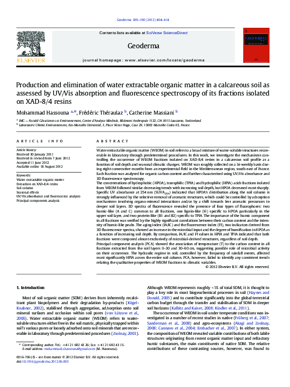 (PDF) Production and elimination of water extractable organic matter in ...