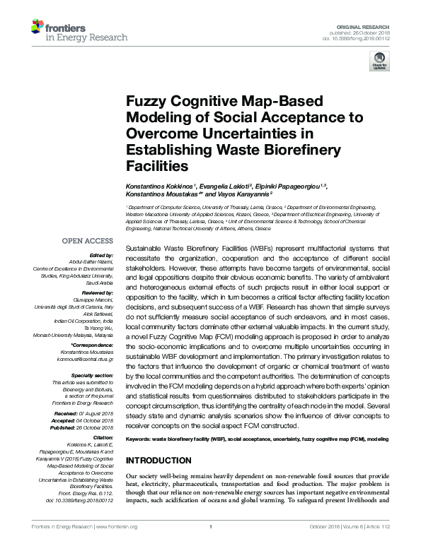 (PDF) Fuzzy Cognitive Map-Based Modeling of Social Acceptance to Overcome Uncertainties in ...