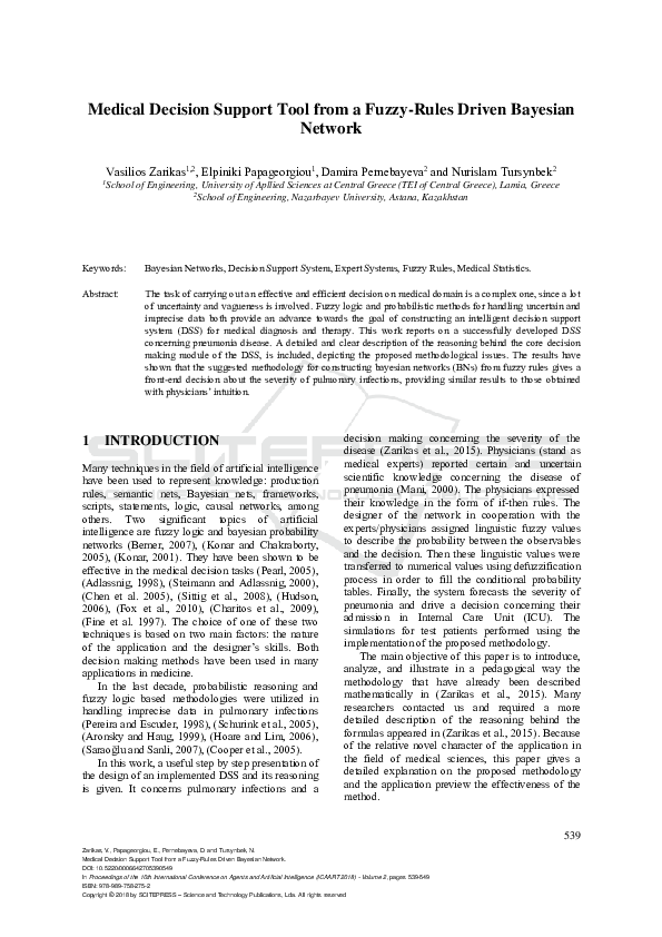 (PDF) Medical Decision Support Tool from a Fuzzy-Rules Driven Bayesian Network