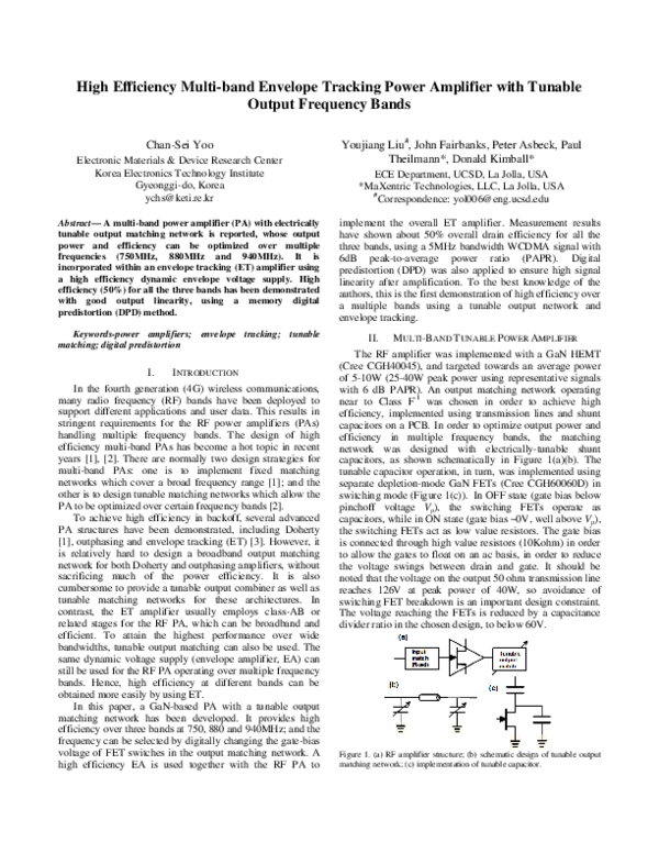 (PDF) High efficiency multi-band envelope tracking power amplifier with ...