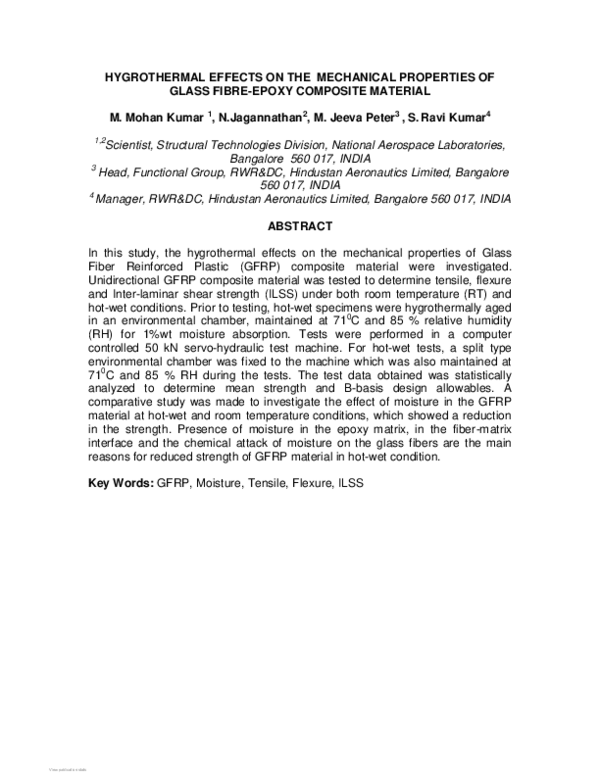 (PDF) Hygrothermal Effects on the Mechanical Properties of Glass Fibre ...