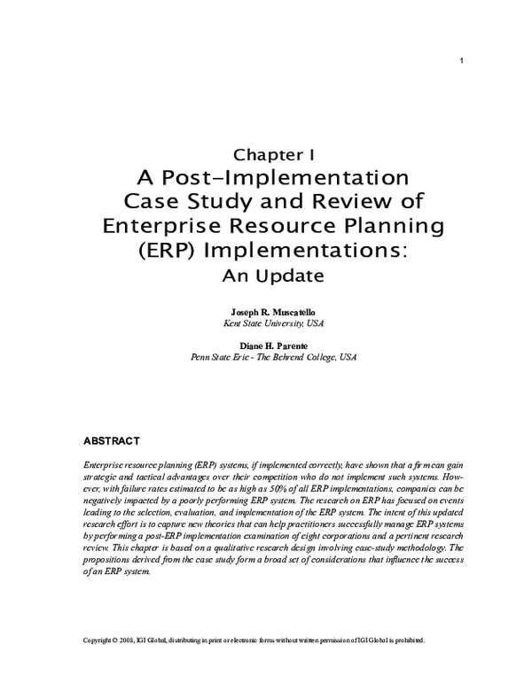 (PDF) A Post-Implementation Case Study and Review of Enterprise ...