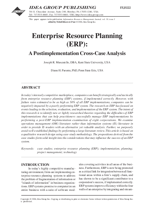 (PDF) Enterprise Resource Planning (ERP)